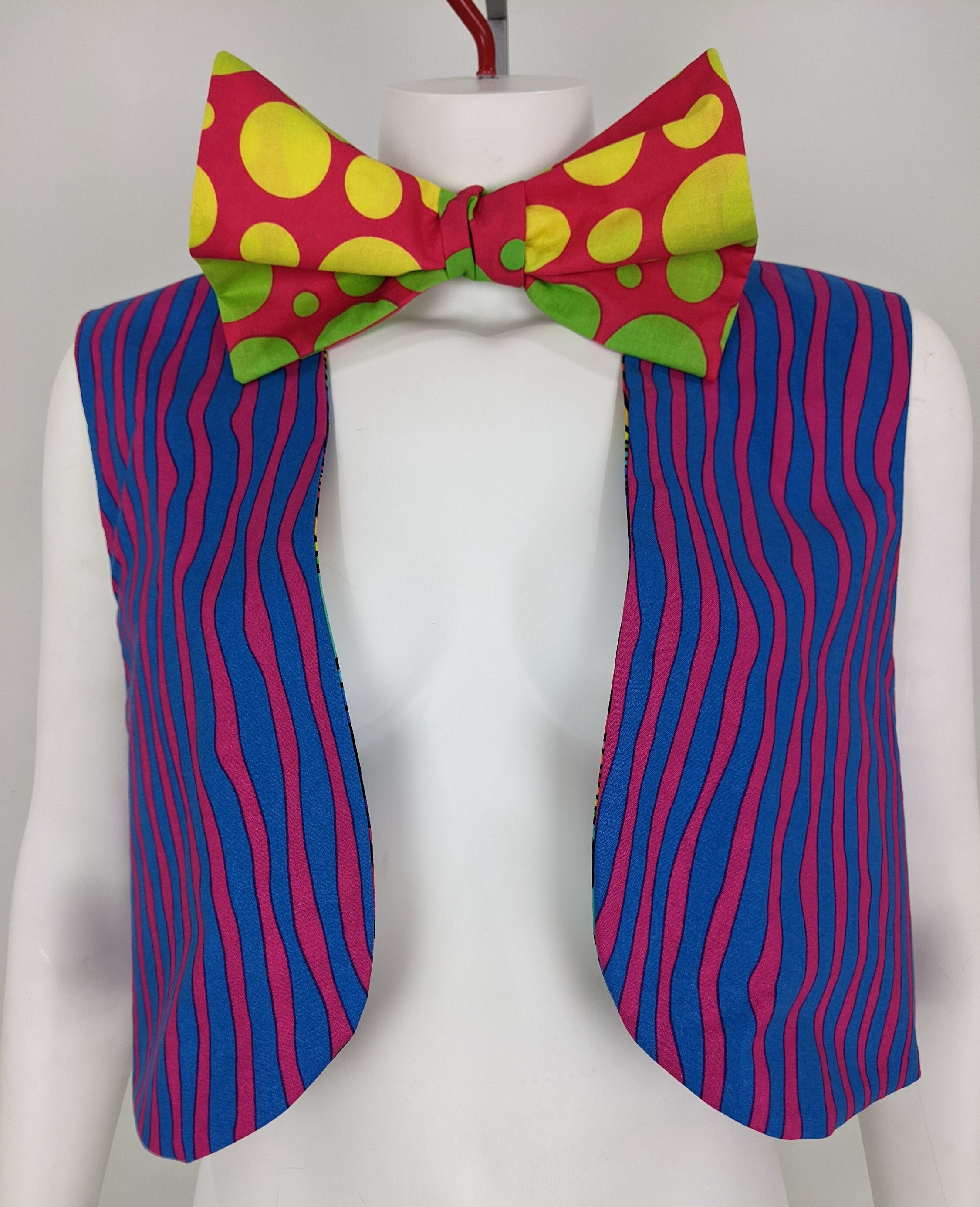Reversible Costume Vest With Polka Dot Bow Tie: Adult Clown Clothing - Etsy