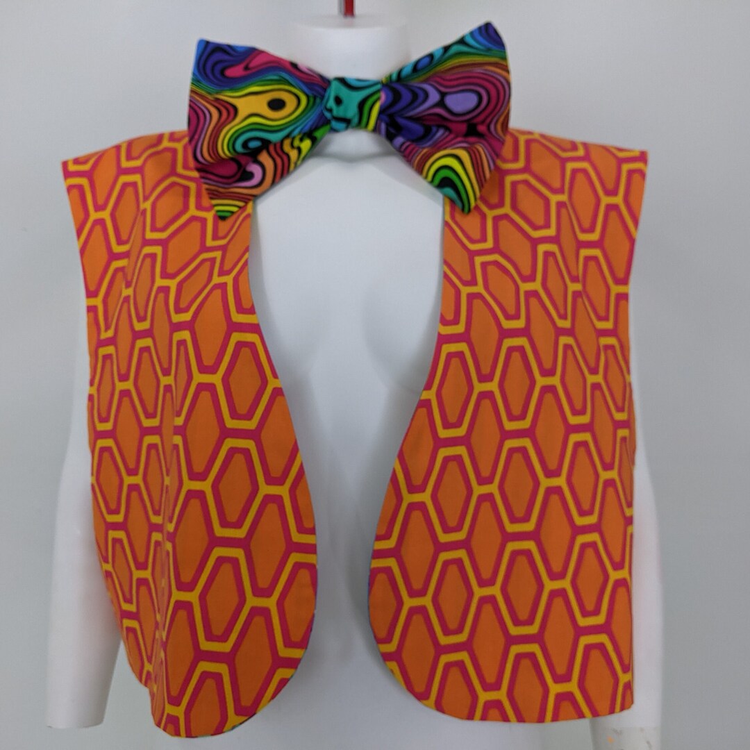 XL Clown Costume Vest With Bow Tie: Reversible Multi-print Cotton - Etsy