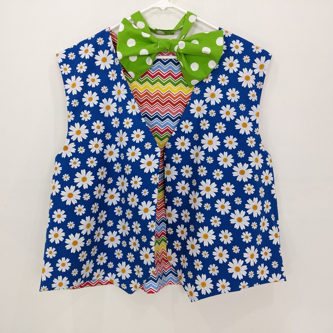 Clown Costume Vest With Bow Tie: Multi Print Festival Outfit (x-large ...