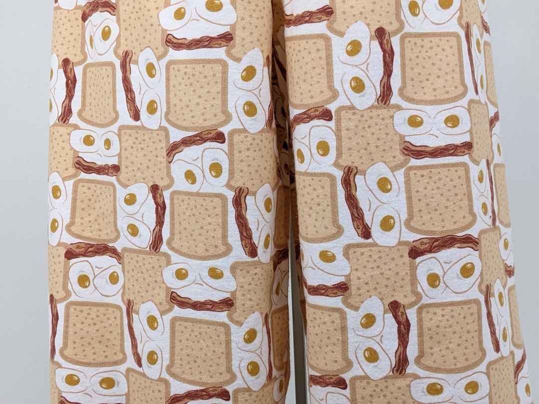 Breakfast Print Pajama Pants, Women Food Print Flannel Lounge Wear ...