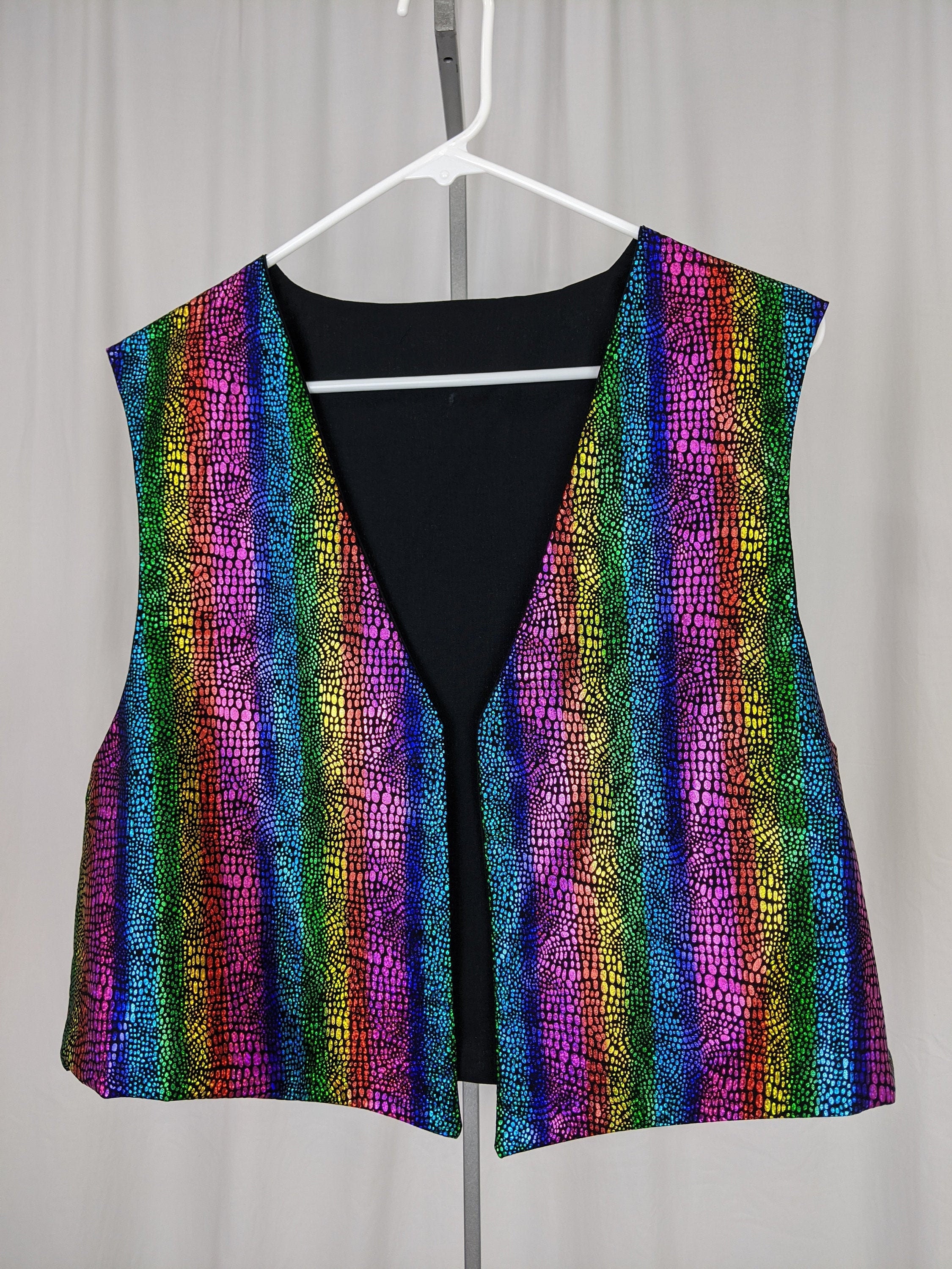 Adult Rainbow Costume Vest Metallic Rainbow Vest Burning Man Etsy