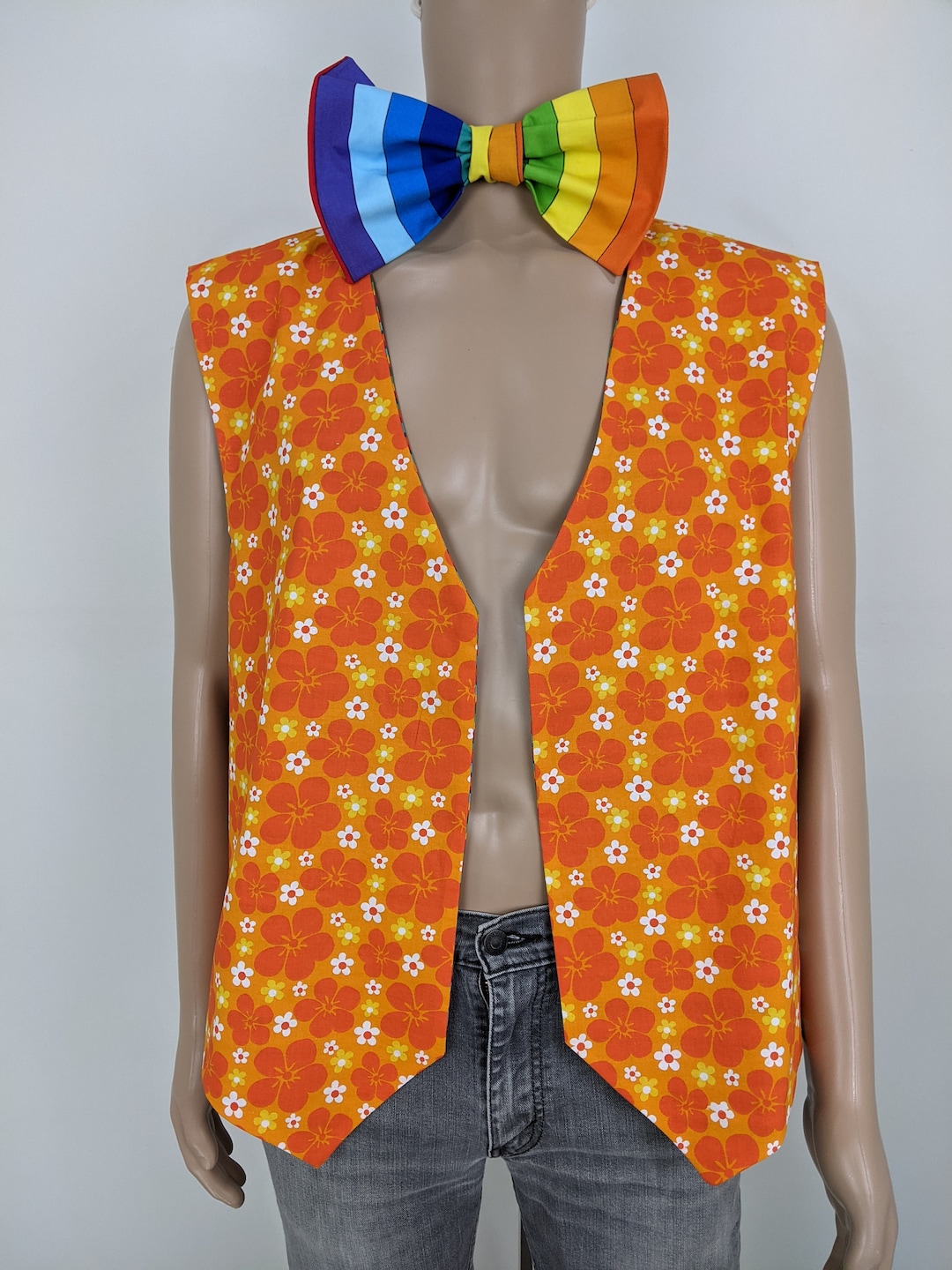 Adult X-large Costume Vest With Large Bow Tie, Men / Women Open Front ...