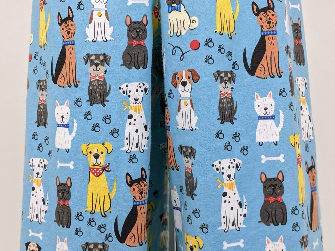 Dog Print Pajama Pants, Women Cozy Comfort Wear, Flannel Pull up Pants ...