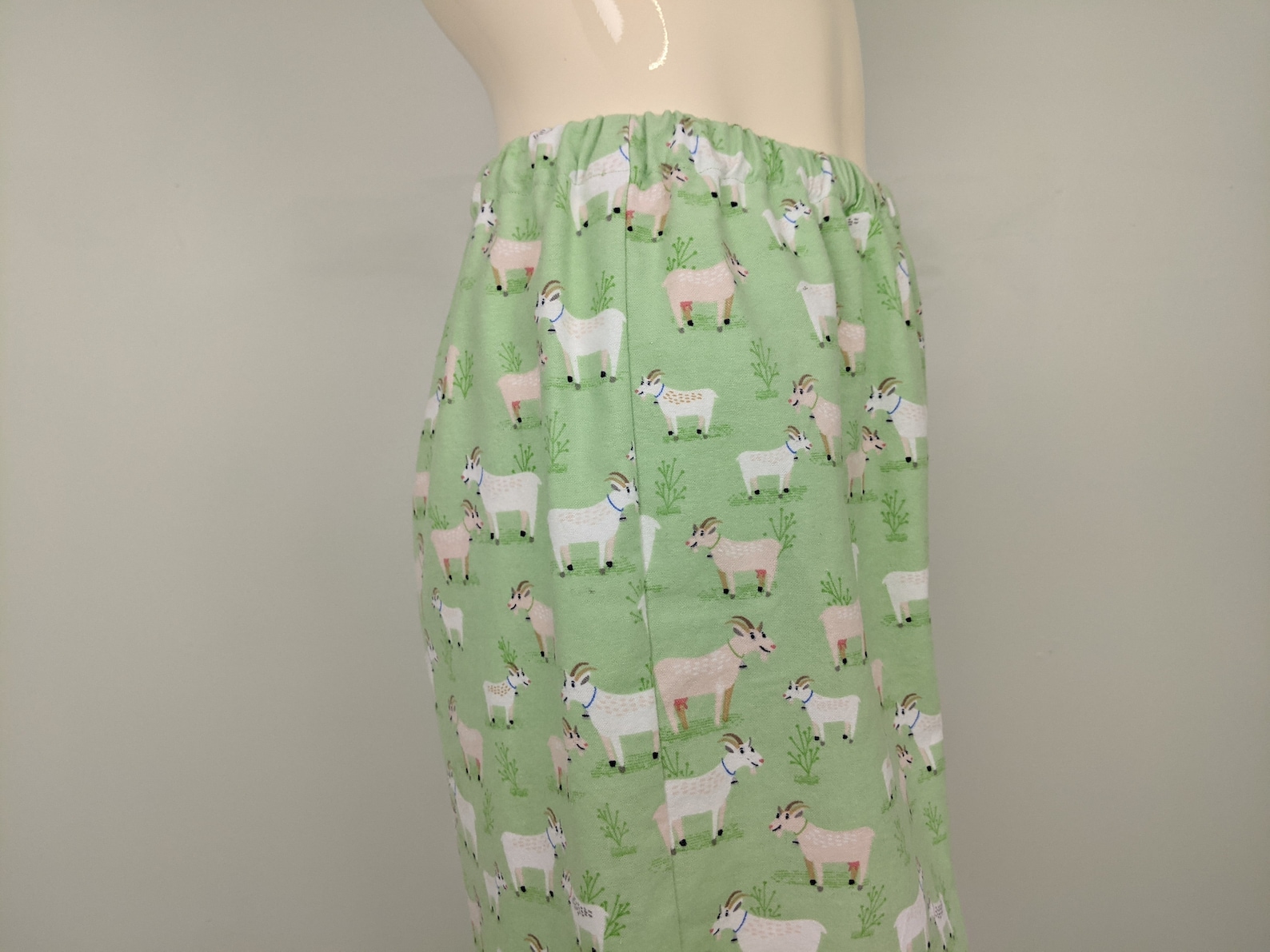 Goat Print Pajama Pants, Women Loose Fit Flannel Pants, Elastic Waist ...