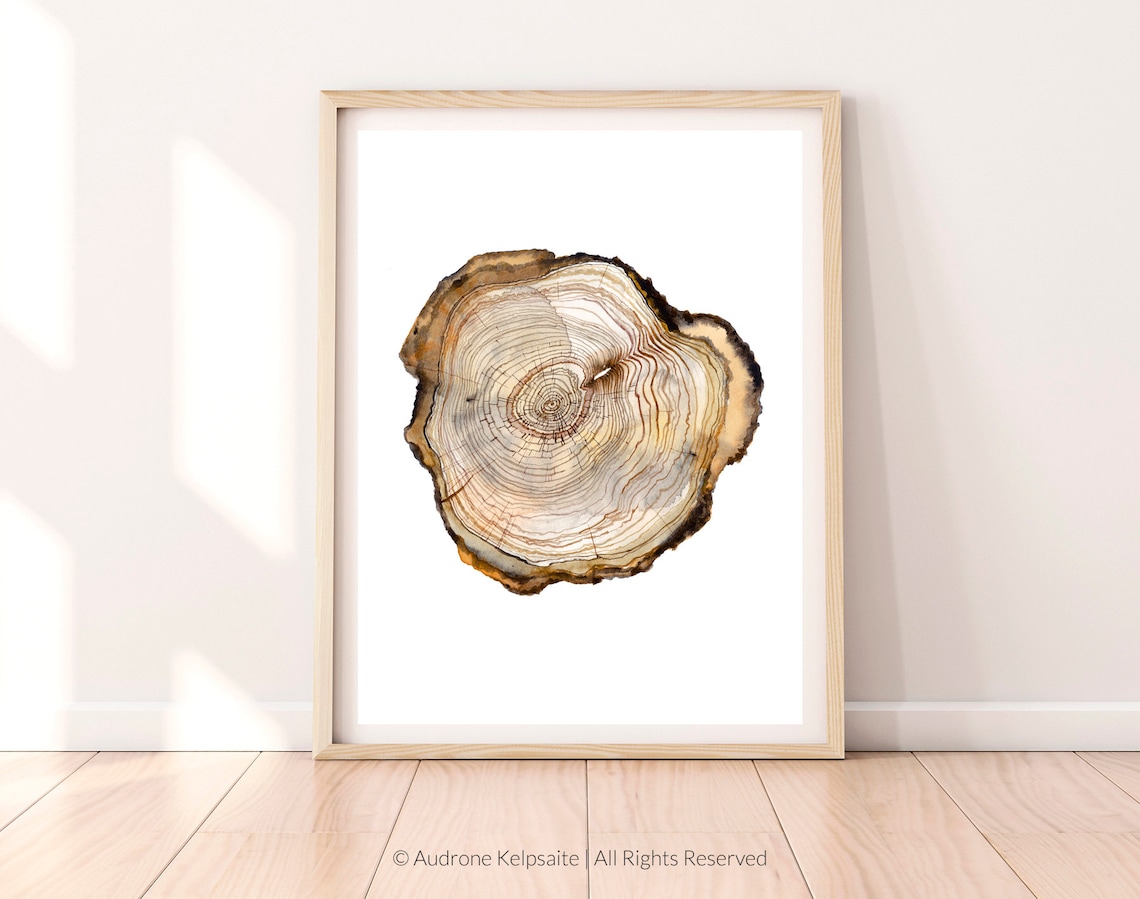 Tree Ring Printable Wall Art, Tree Stump Instant Digital Print Download ...