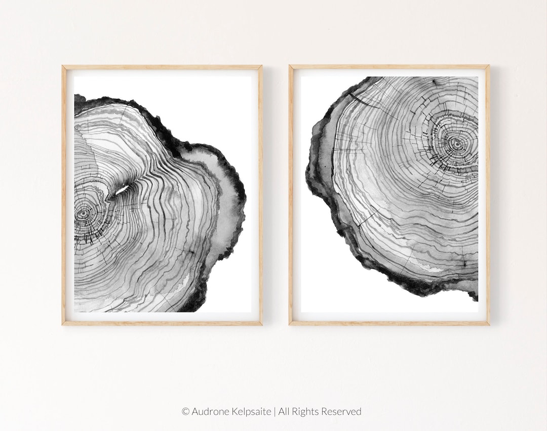 Tree Ring Printable Wall Art Set of 2, Tree Stump Instant Digital Print ...