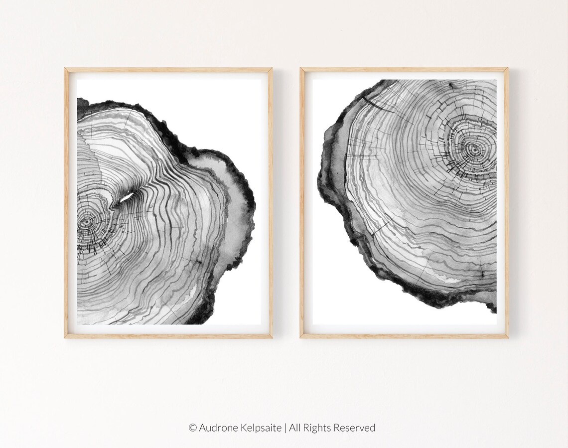 Tree Ring Printable Wall Art Set of 2 Tree Stump Instant - Etsy
