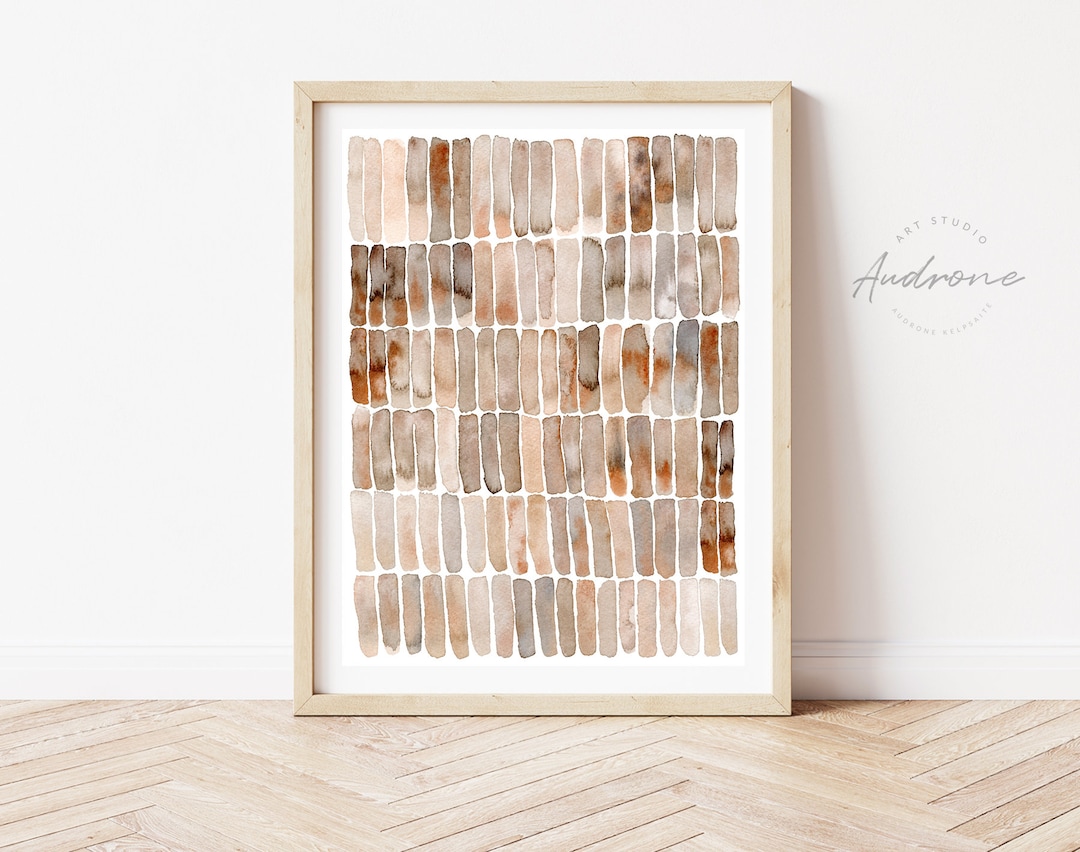 Boho Abstract Wall Art Neutral Print, Monochrome Beige Watercolor Wall ...