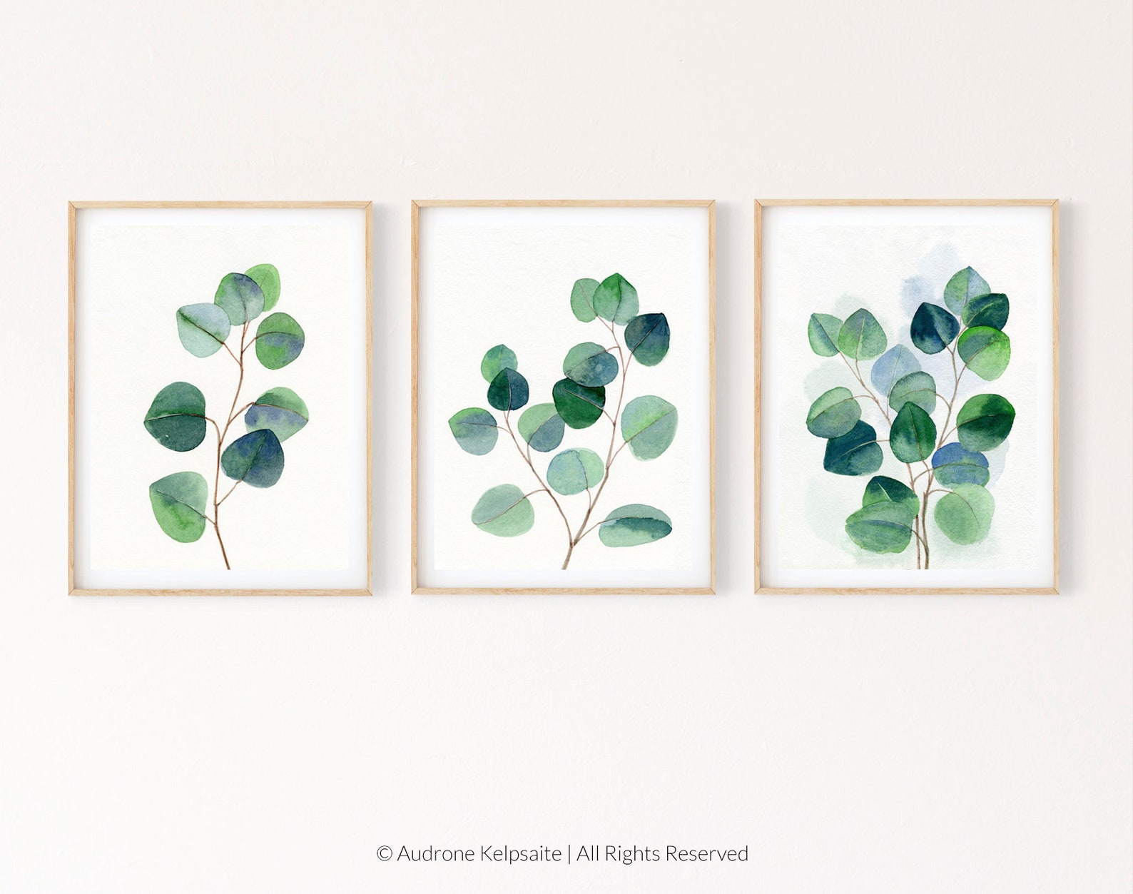 Silver Dollar Eucalyptus Printable Wall Art Set of 3 Vibrant - Etsy