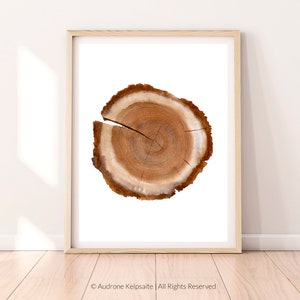Tree Ring Printable Wall Art, Tree Stump Instant Digital Print Download ...