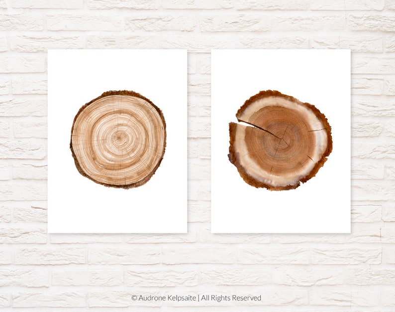 Tree Ring Printable Wall Art Set of 2 Tree Stump Instant - Etsy