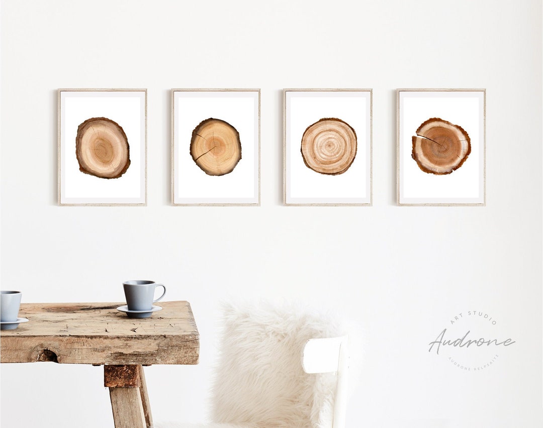 Tree Ring Printable Wall Art Set of 4, Tree Stump Instant Digital Print ...