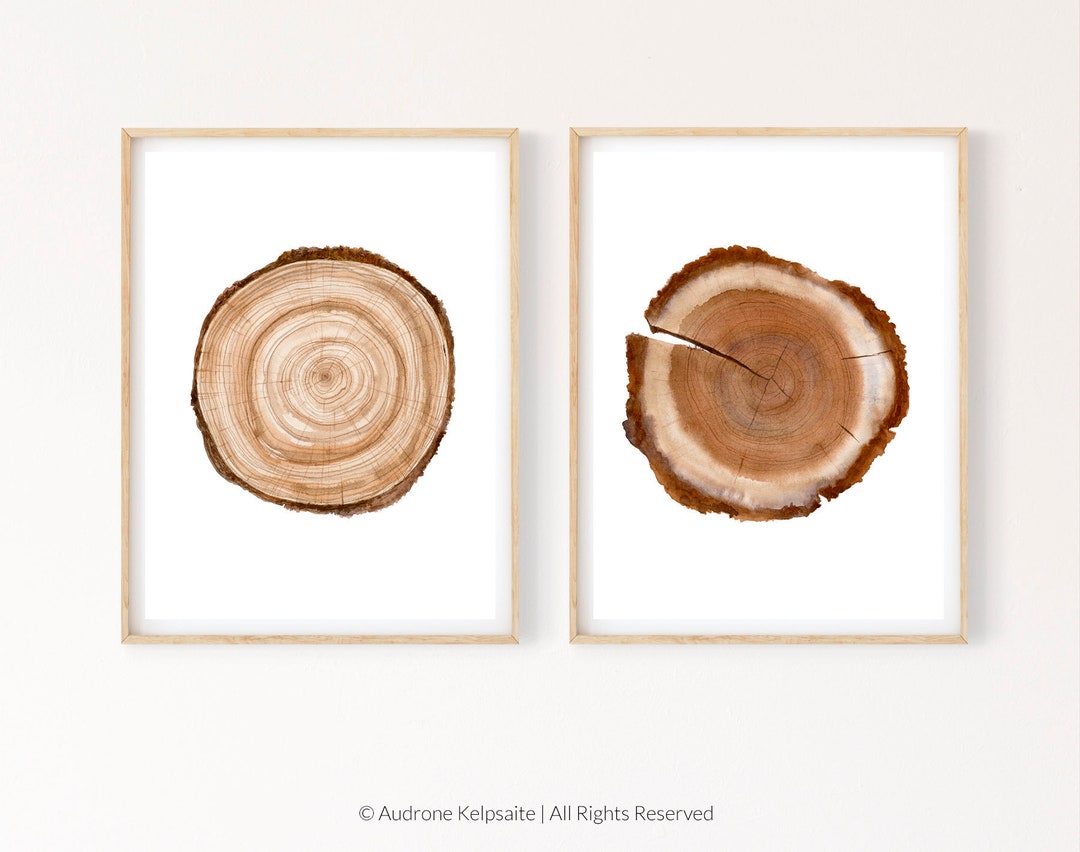 Tree Ring Printable Wall Art Set of 2, Tree Stump Instant Digital Print ...