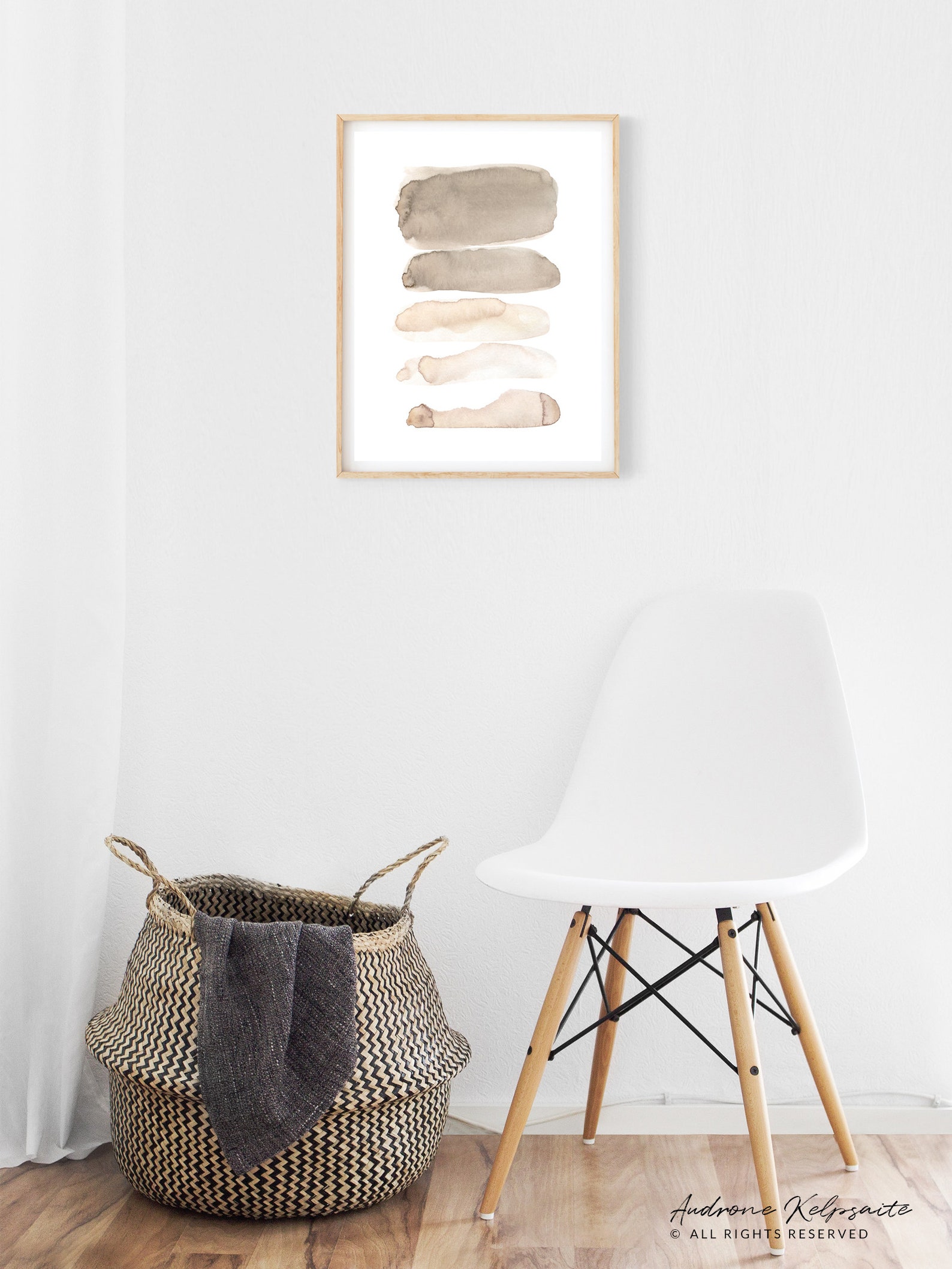 Boho Abstract Wall Art Neutral Print, Brush Strokes Art, Monochrome ...