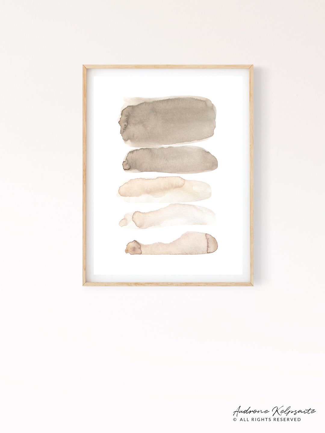 Boho Abstract Wall Art Neutral Print, Brush Strokes Art, Monochrome ...