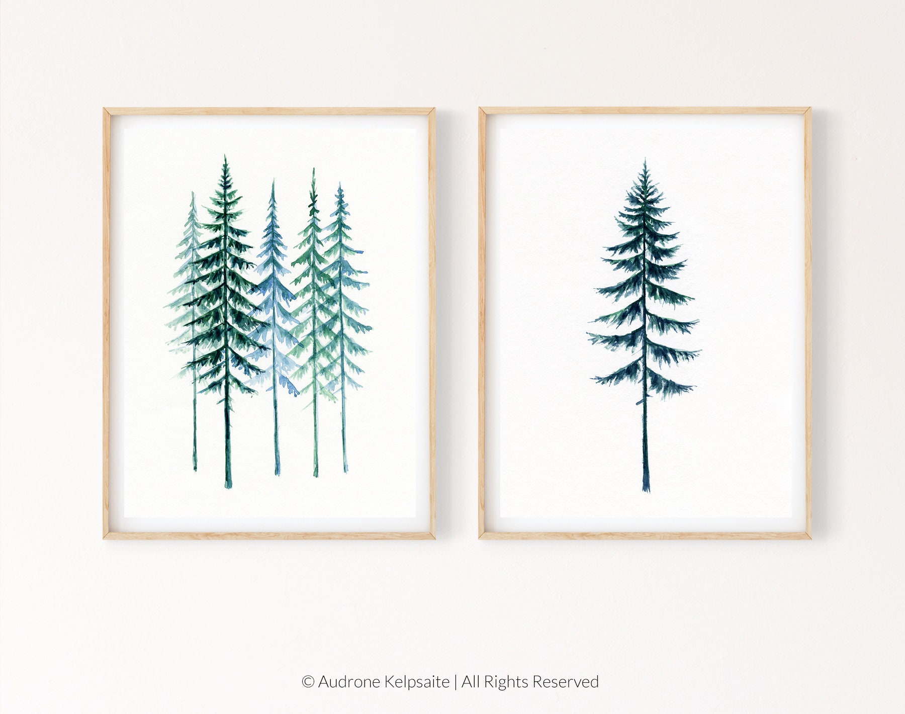Evergreen Trees Printable Wall Art Set of 2 Scandinavian Pine | Etsy