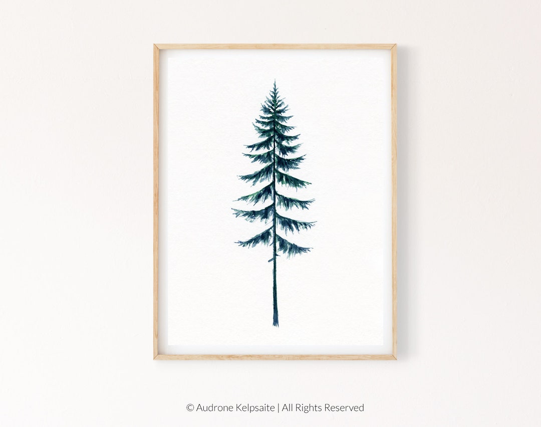 Evergreen Trees Printable Wall Art, Pine Tree Print, Scandinavian Pine ...
