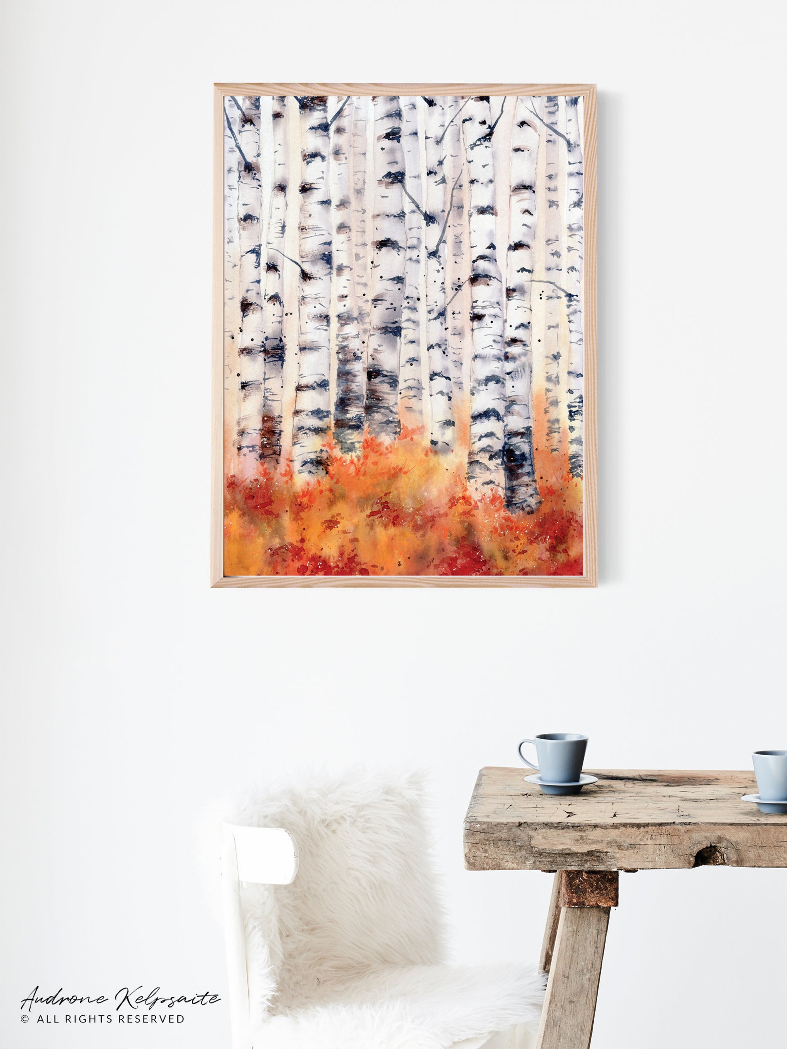 Birch Tree Printable Wall Art Aspen Tree Watercolor Painting | Etsy