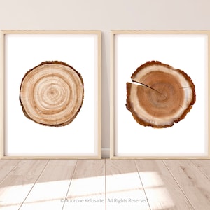 Tree Ring Printable Wall Art Set of 2, Tree Stump Instant Digital Print ...