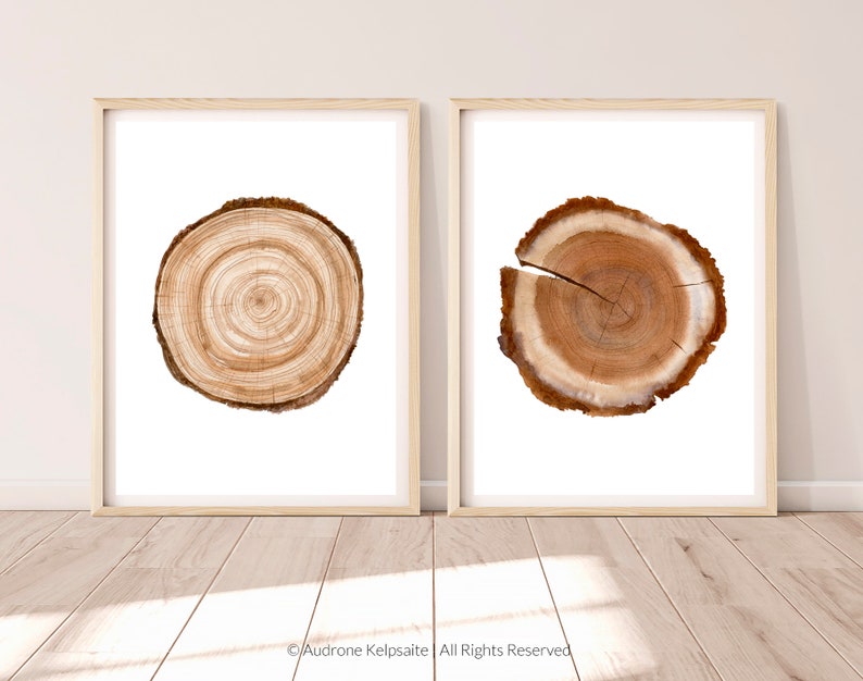 Tree Ring Printable Wall Art Set of 2 Tree Stump Instant - Etsy