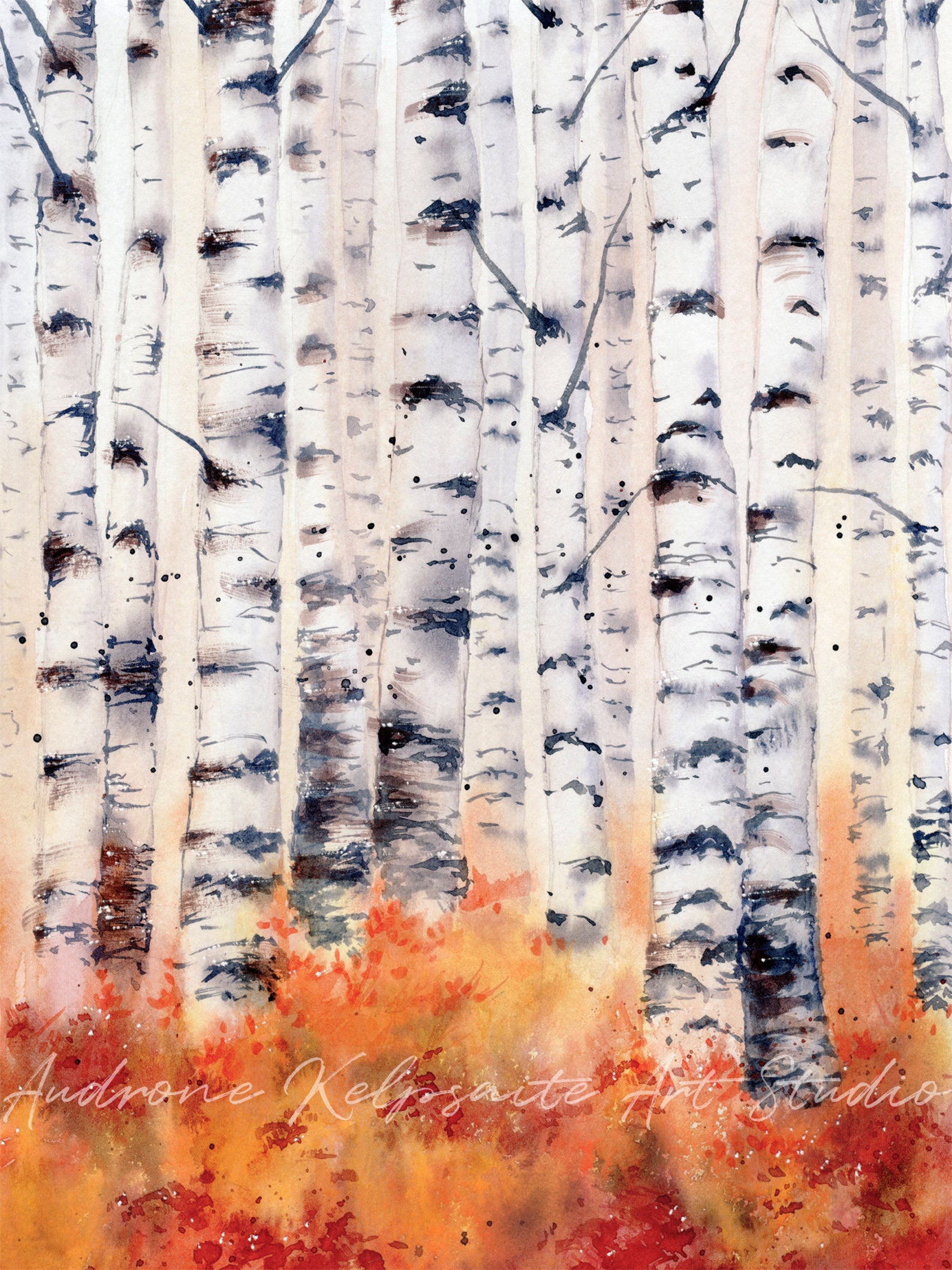 Birch Tree Printable Wall Art Aspen Tree Watercolor Painting | Etsy