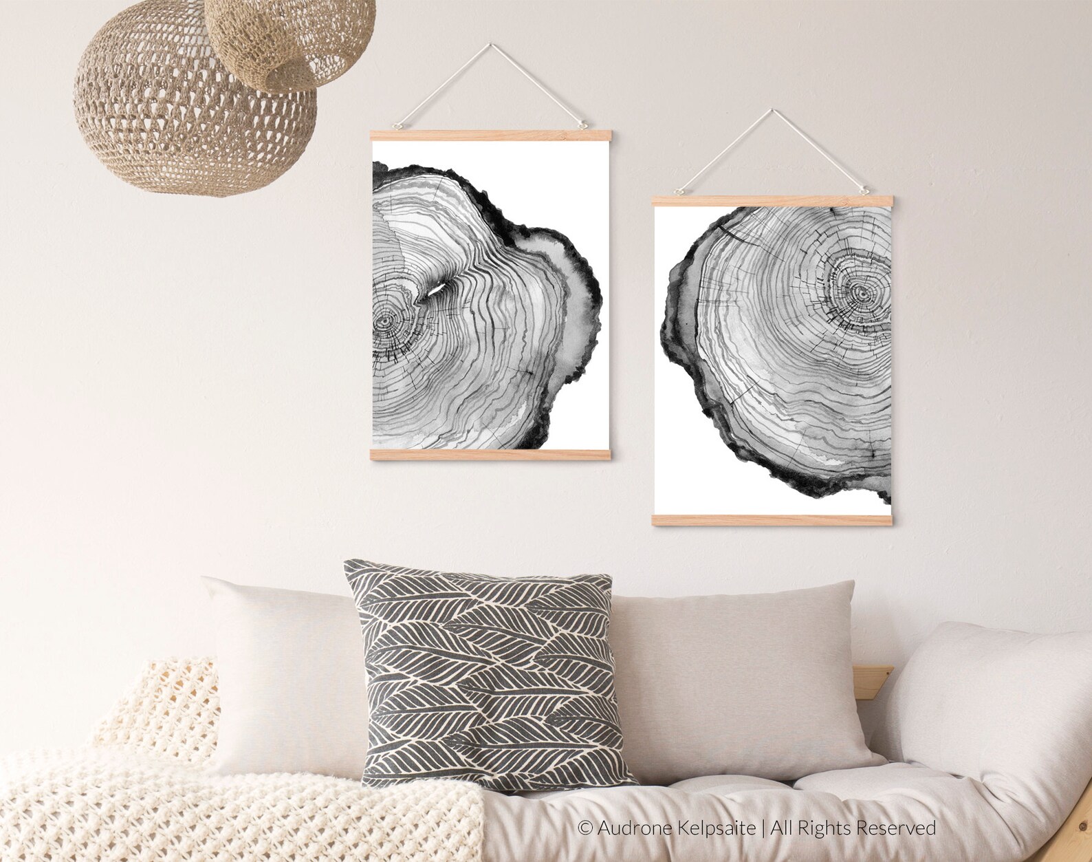 Tree Ring Printable Wall Art Set of 2 Tree Stump Instant - Etsy