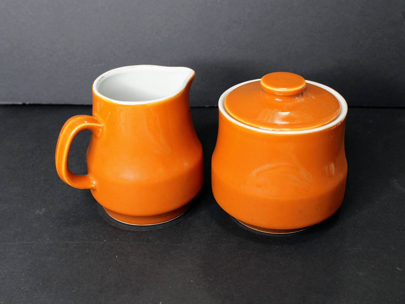 Burnt Orange Stoneware Sugar Cream Tea Set - Etsy