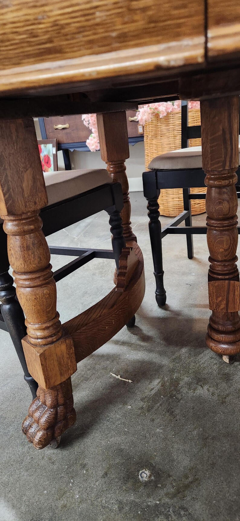 Antique Claw Foot Table, Square Claw Foot Table, Rectangle Shape With ...