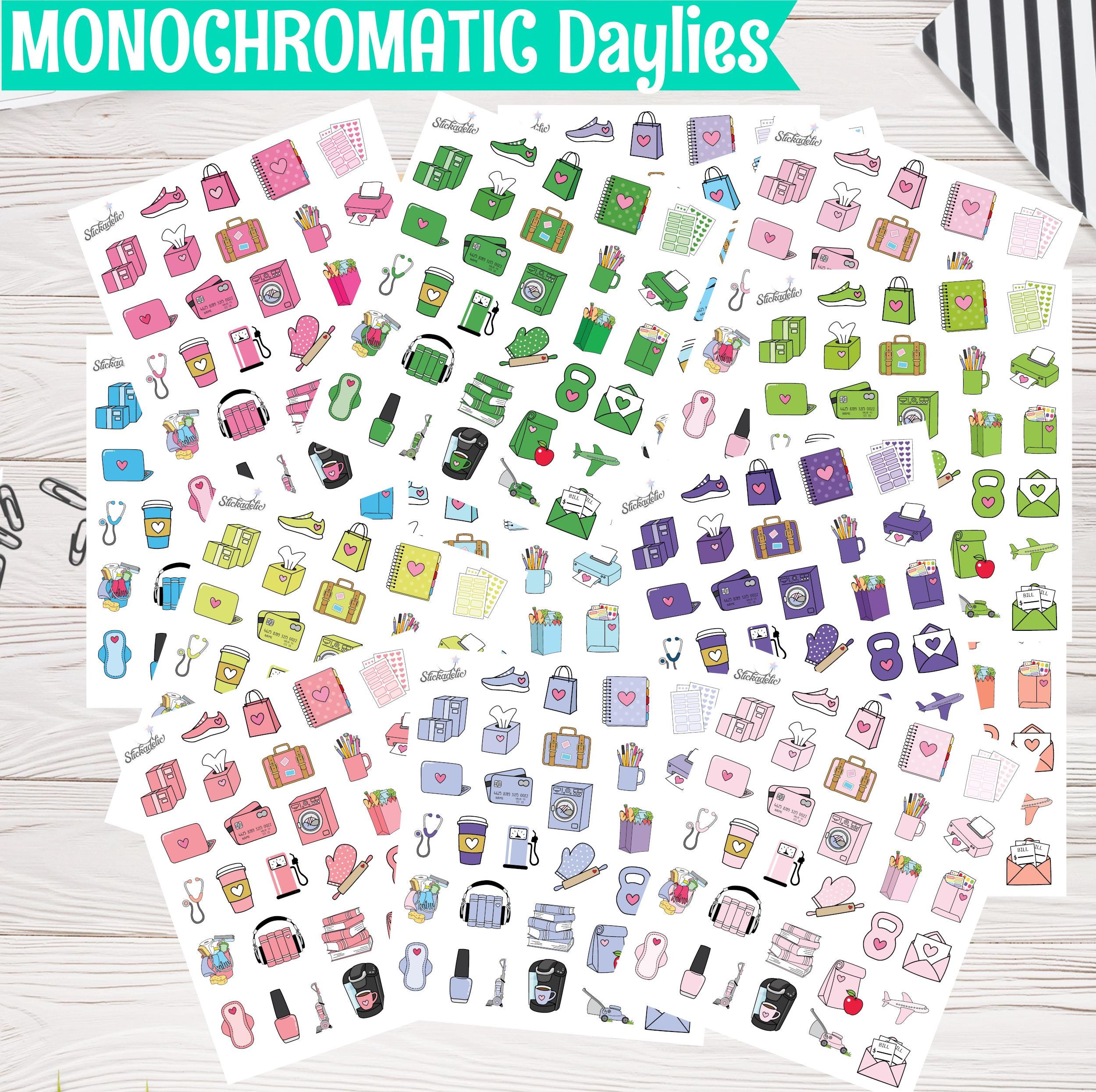 Monochromatic Daily Stickers | Same Color Daily Stickers | Planner ...