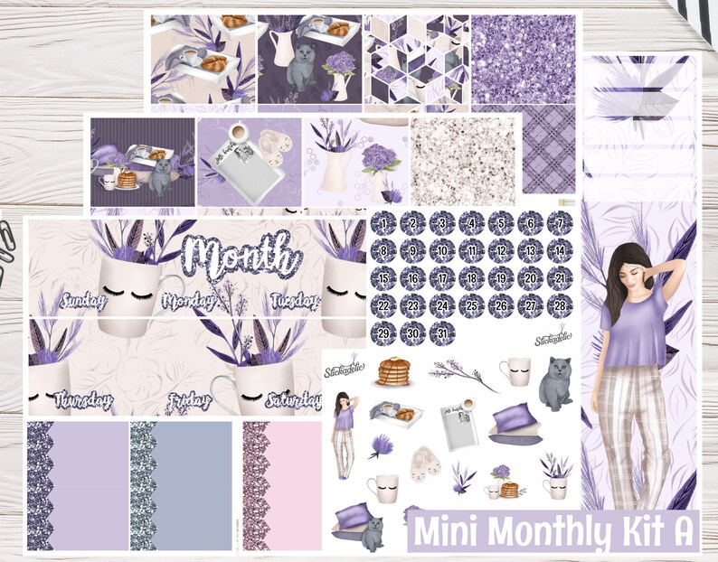 Pajama Life Monthly Kit Planner Stickers for Erin Condren - Etsy