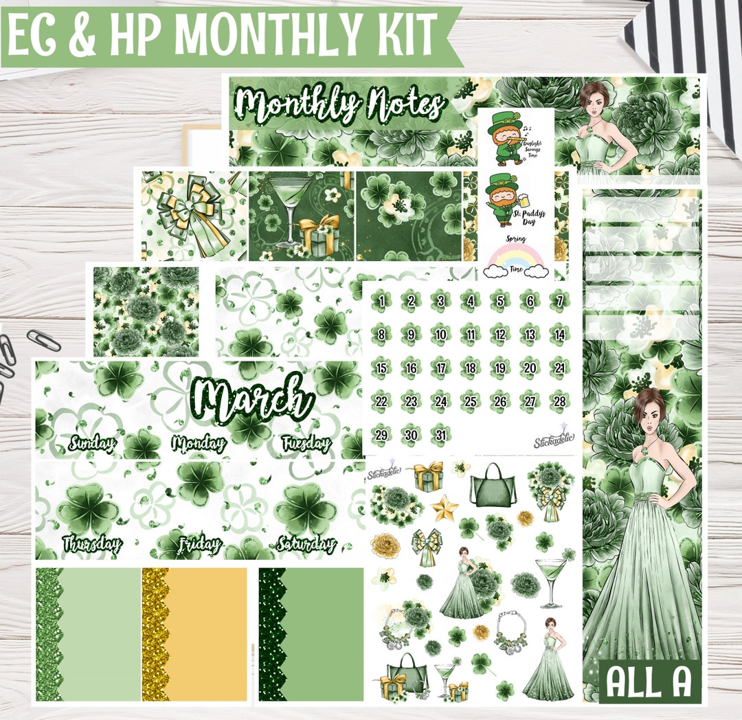 St. Paddy's March Monthly Kit | Planner Stickers for Erin Condren Life ...