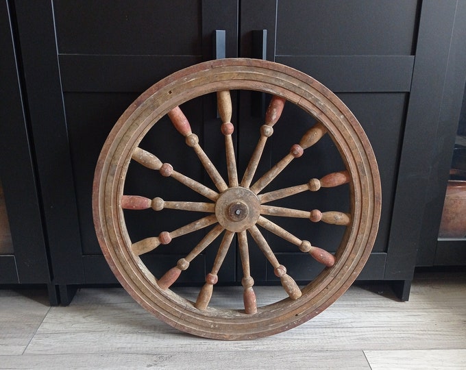 Vintage Wooden Wheel, Antique Wheel From Spinning Wheel, Garden Decor ...