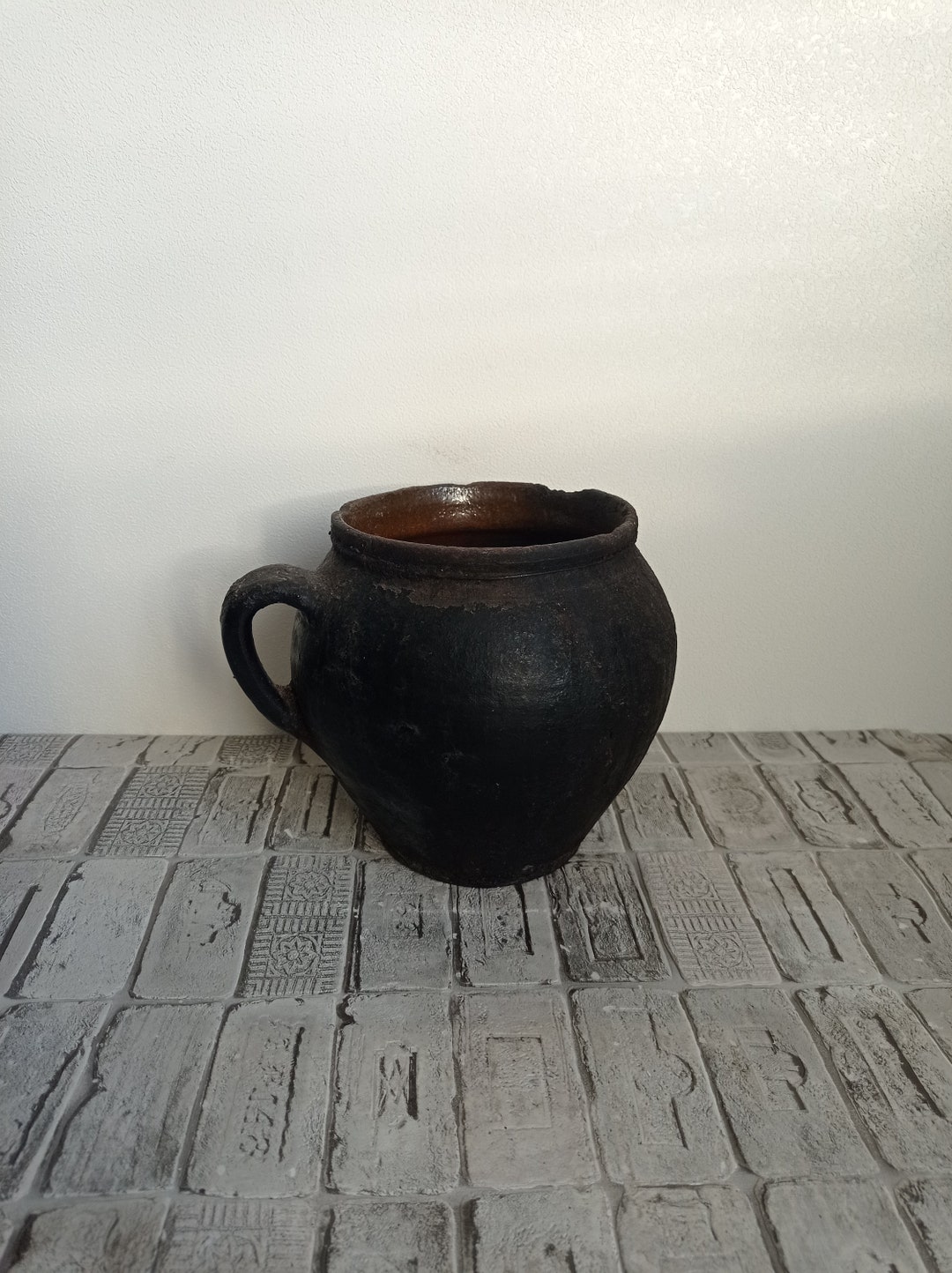 Primitive Clay Pot, Vintage Clay Pot, Old Rustic Vase, Farmhouse Decor ...