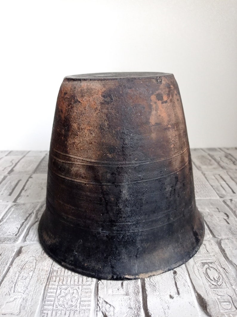 Vintage Clay Pot Old Baking Pot Rustic Vase Old Black Clay - Etsy