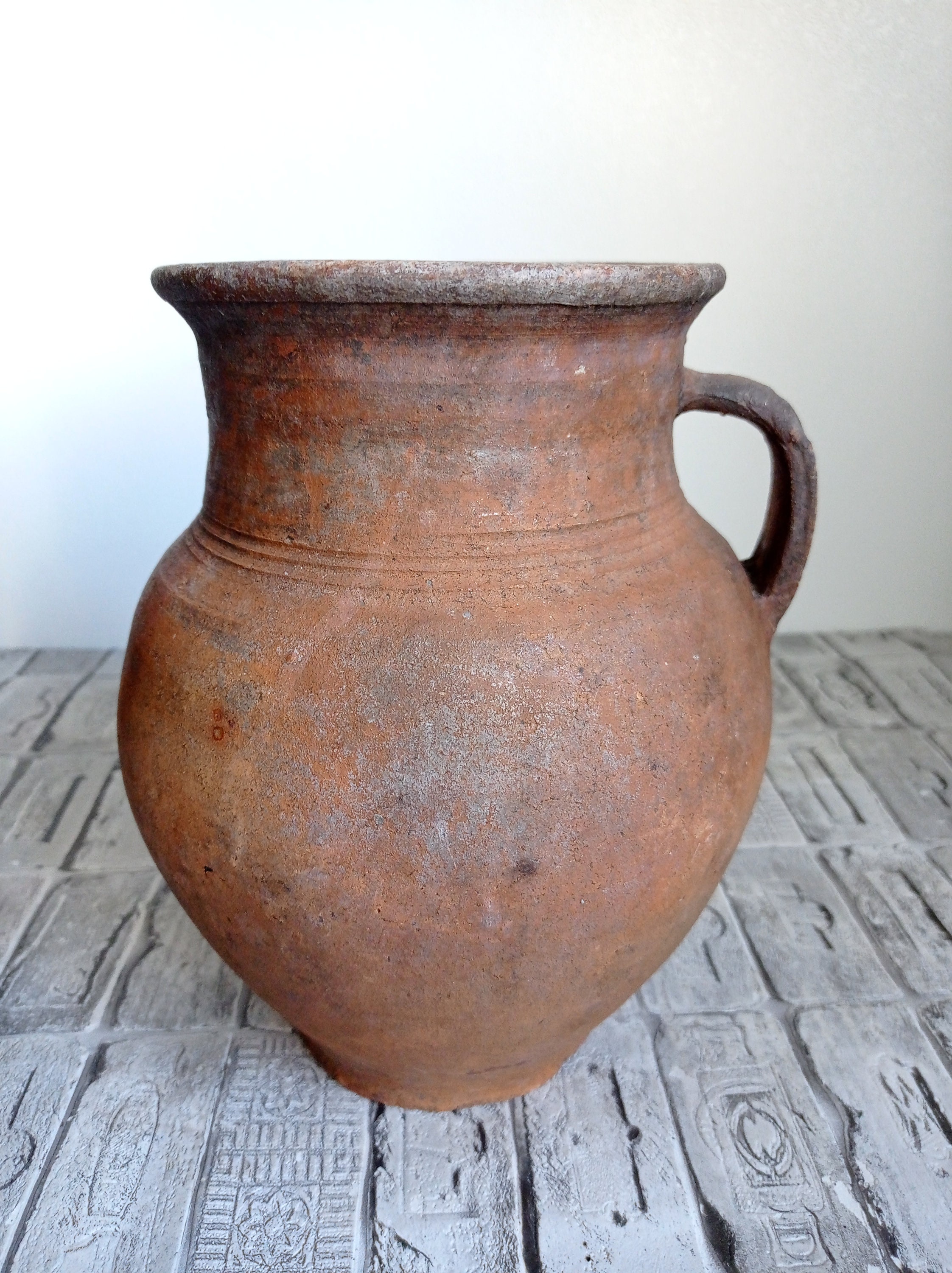 Vintage Red Clay Pot Rustic Vessel Old Clay Vase Wabi Sabi - Etsy