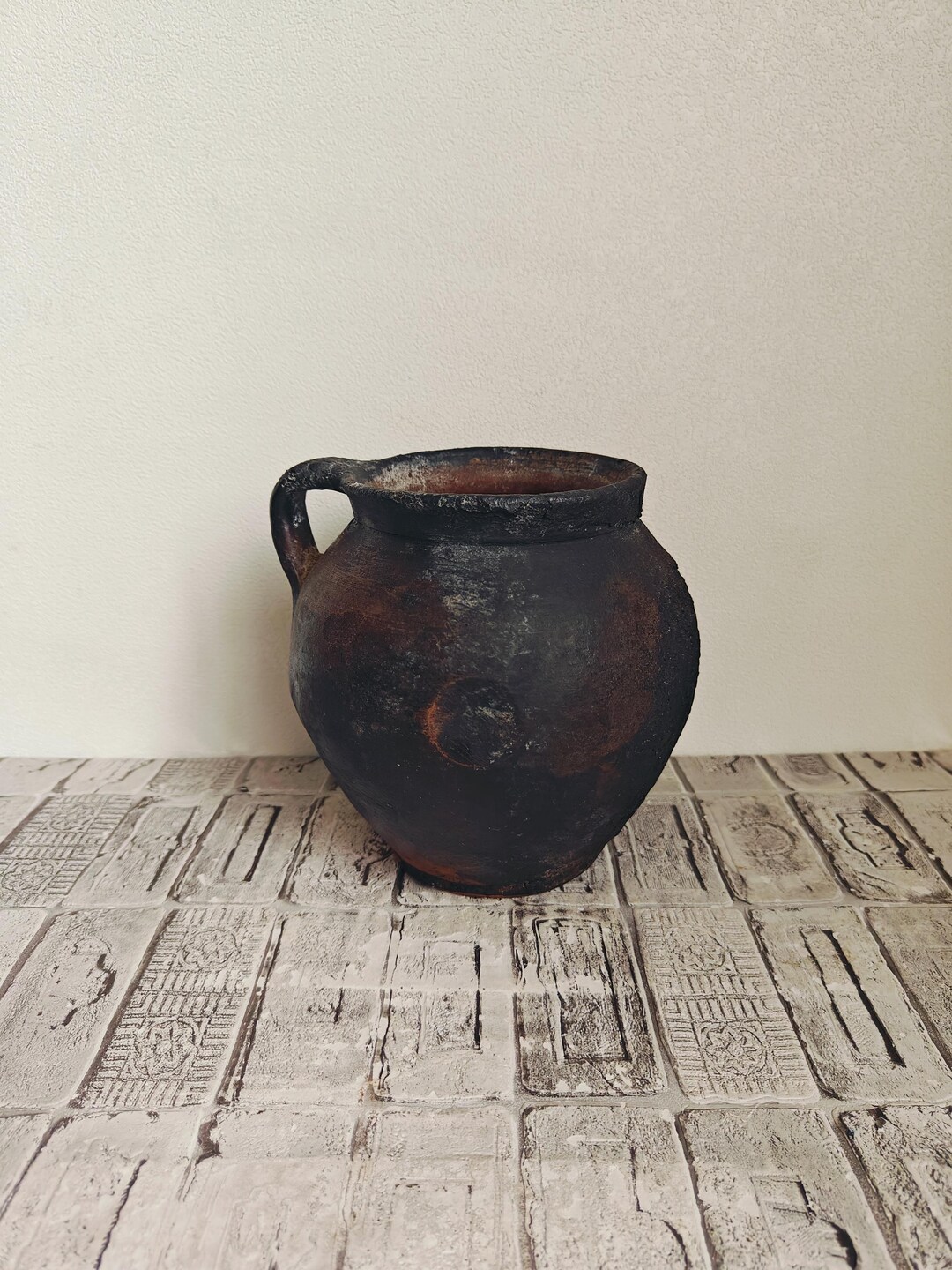 Vintage Clay Pot, Wabi Sabi Style, Small Rustic Vase, Primitive Pot ...