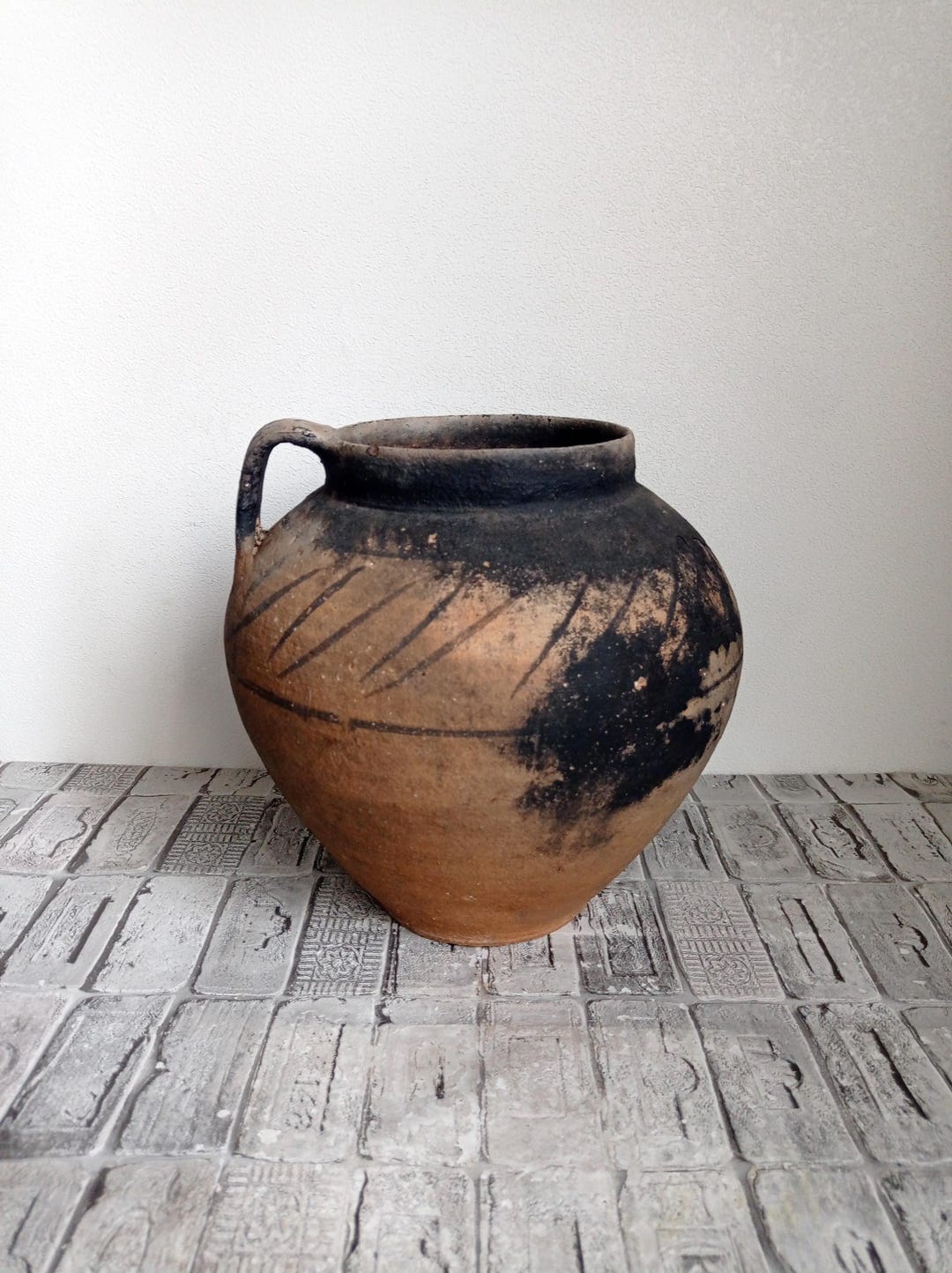 Vintage Clay Pot, Old Clay Pot, Wabi Sabi Vessel, Rustic Vase ...
