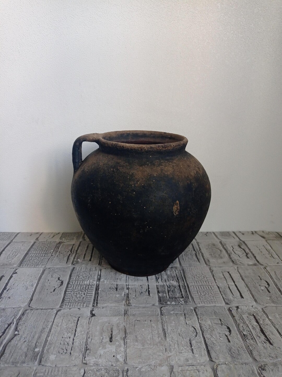 Vasija Wabi Sabi Vasija De Barro Antigua Vasija De Barro Negra