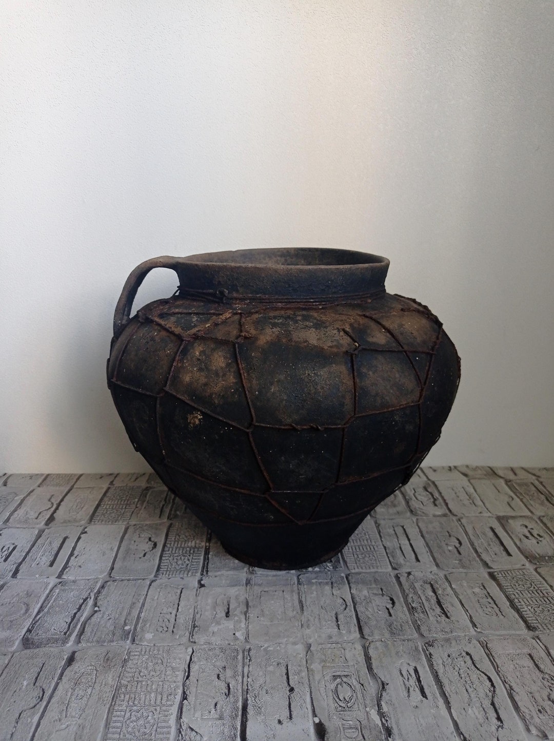 Vintage Large Clay Pot, Wabi Sabi Vessel, Old Clay Pot, Rustic Clay ...