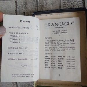 Vintage Game Kan-u-go, Crossword Card Game, 1975, Retro Board Game ...