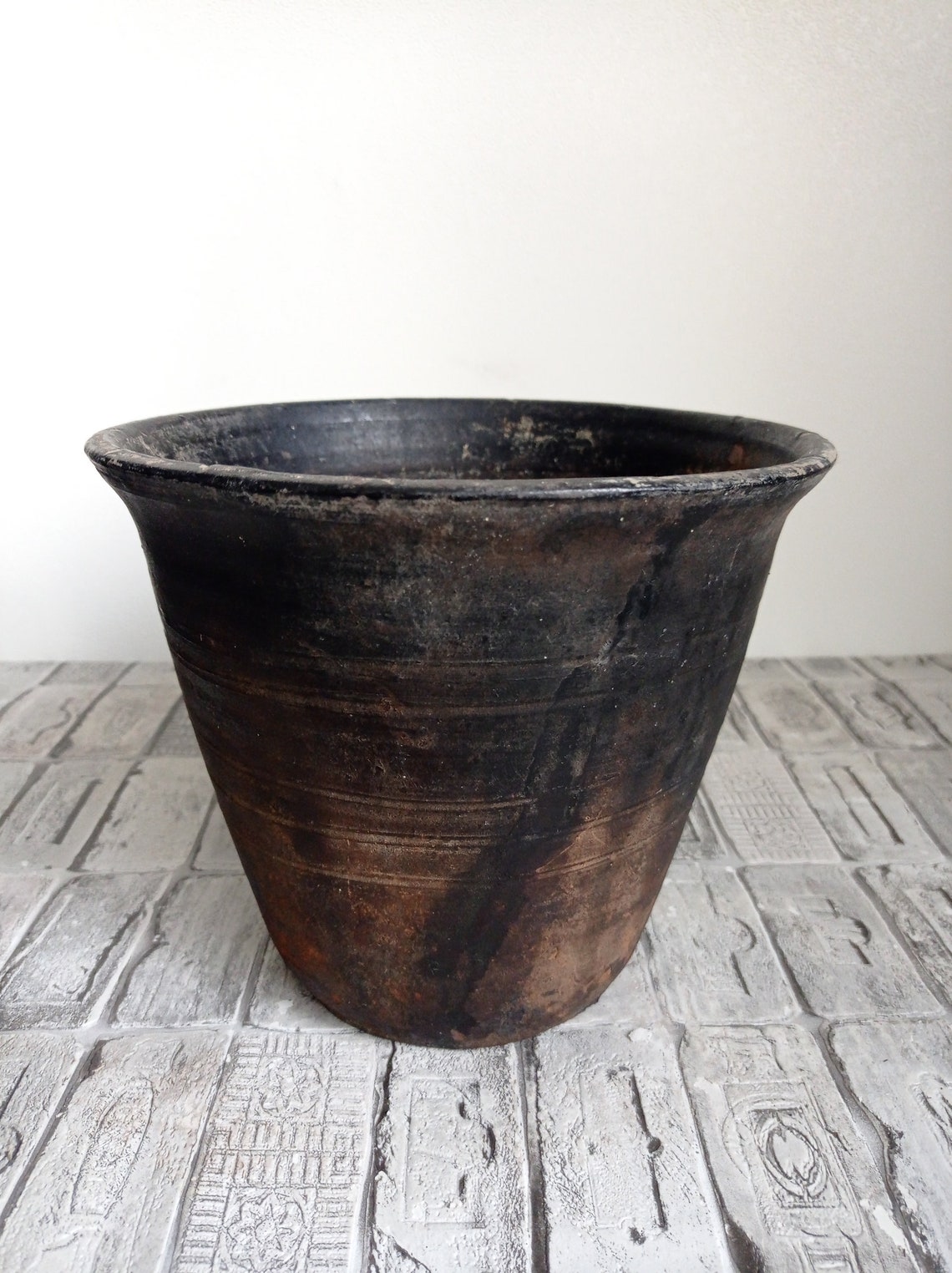 Vintage Clay Pot Old Baking Pot Rustic Vase Old Black Clay - Etsy