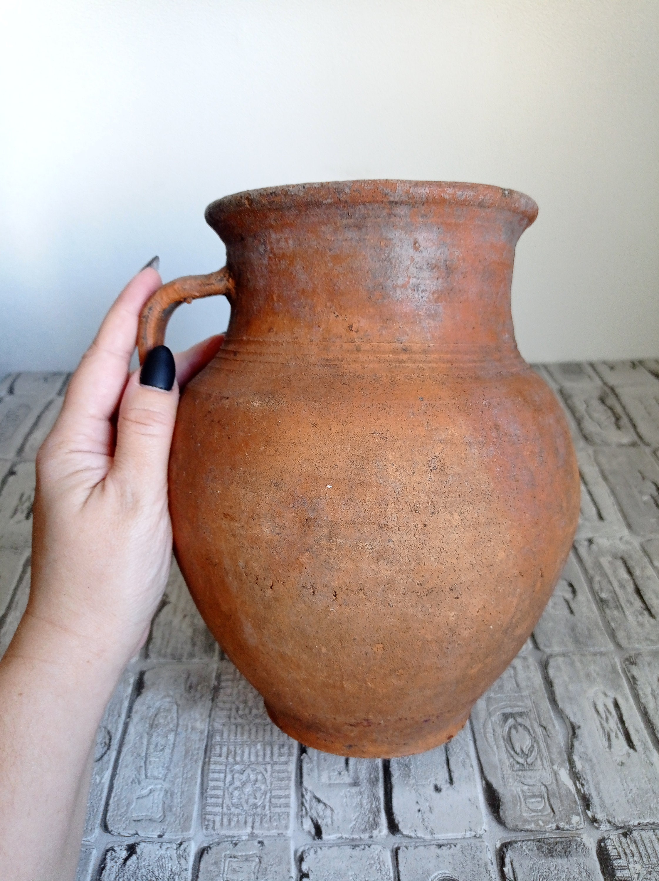 Vintage Red Clay Pot Rustic Vessel Old Clay Vase Wabi Sabi - Etsy