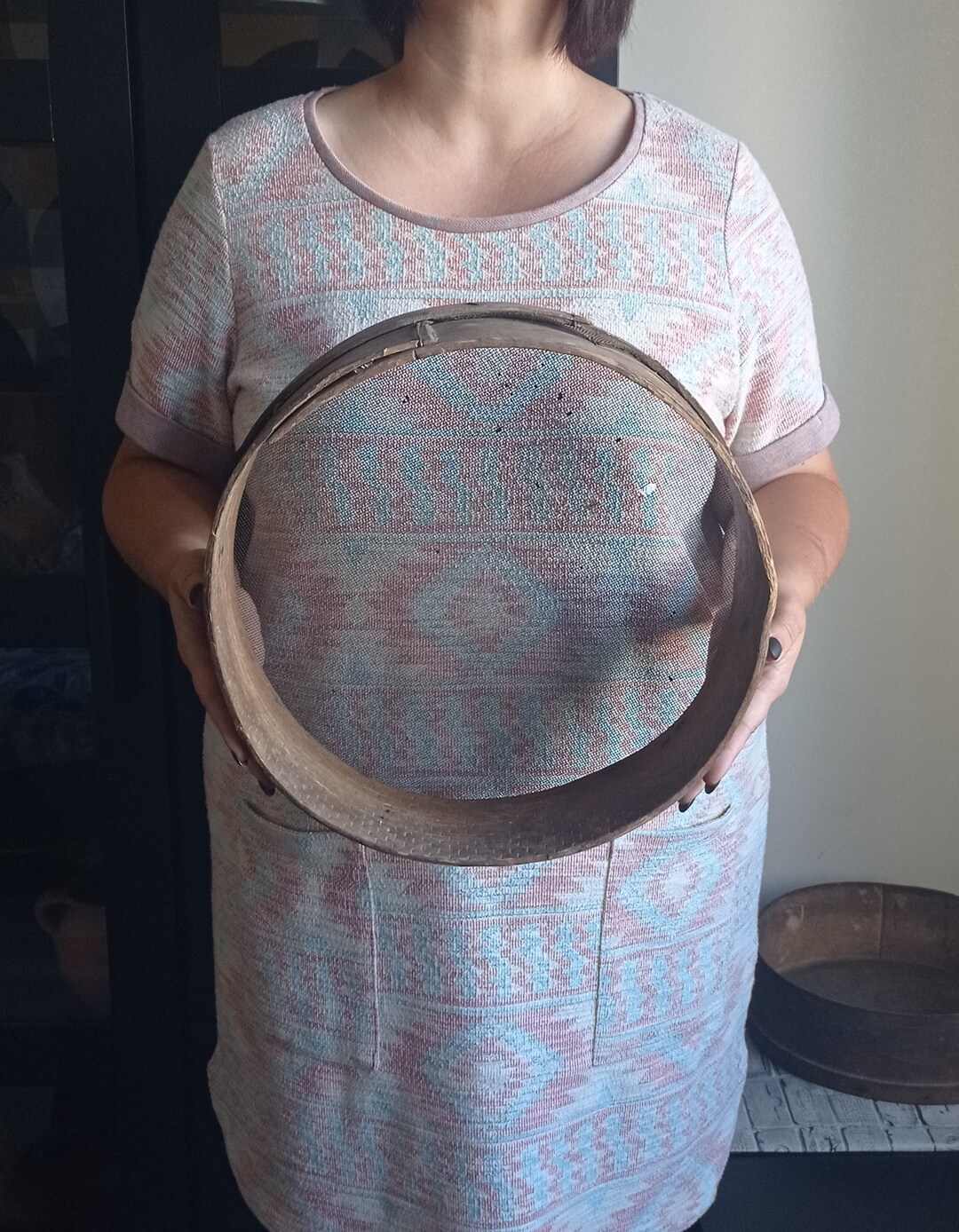 Vintage Large Sieve, Old Wooden Sieve, Primitive Grain Sieve, Rustic ...