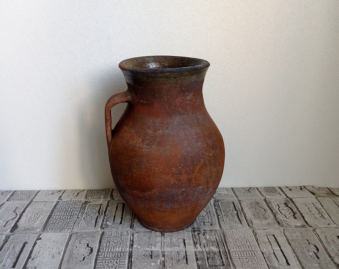 Vintage Red Clay Pot, Old Clay Vase, Wabi Sabi Pottery, Rustic Vessel, Primitive Clay Pitcher ...