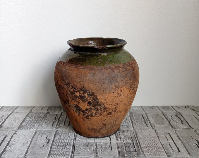 Vintage Clay Pot, Old Terracotta Vase, Wabi Sabi Pottery, Rustic Vase ...