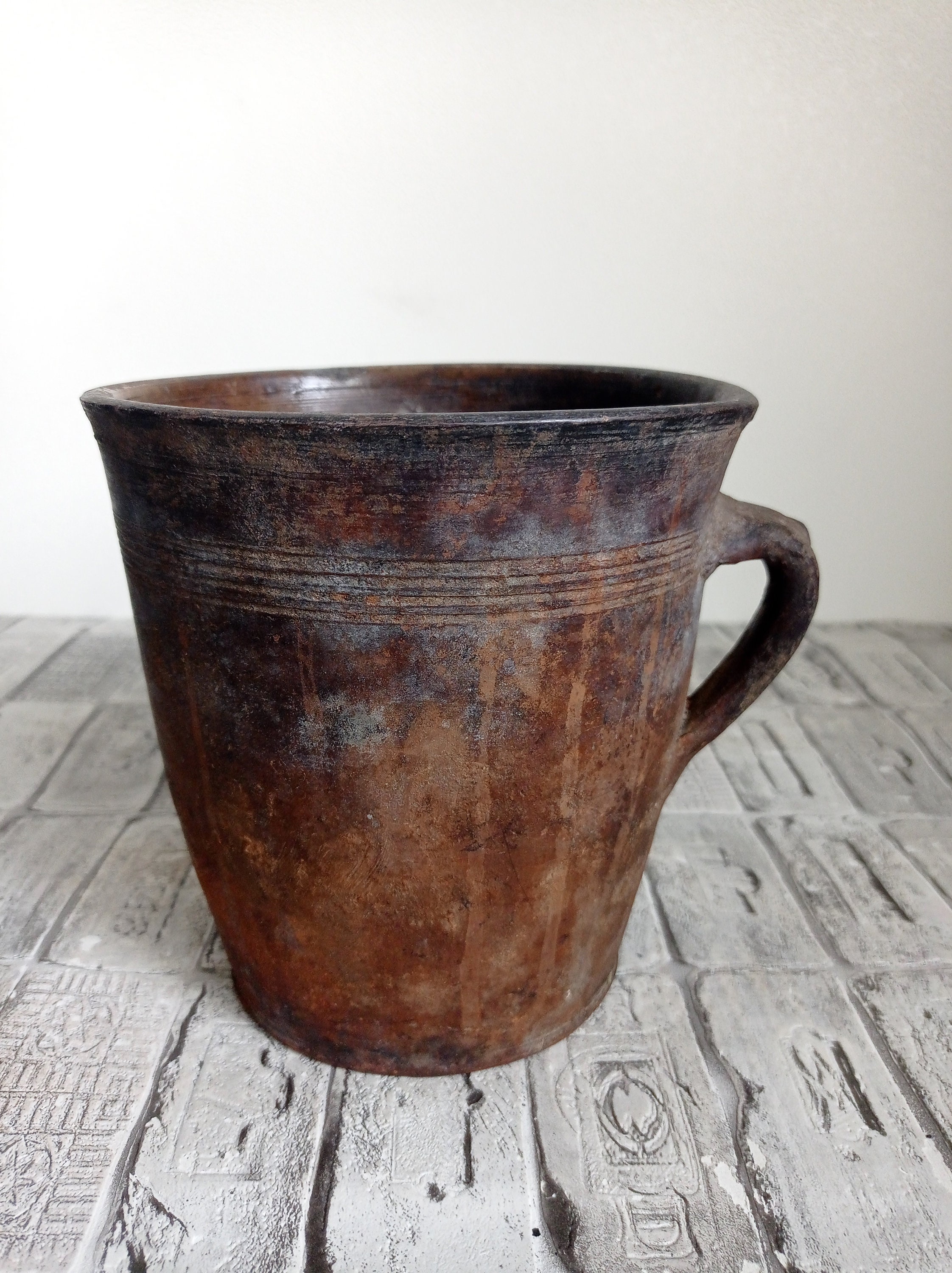 Old Clay Pot Primitive Clay Pot Vintage Clay Planter Wabi - Etsy