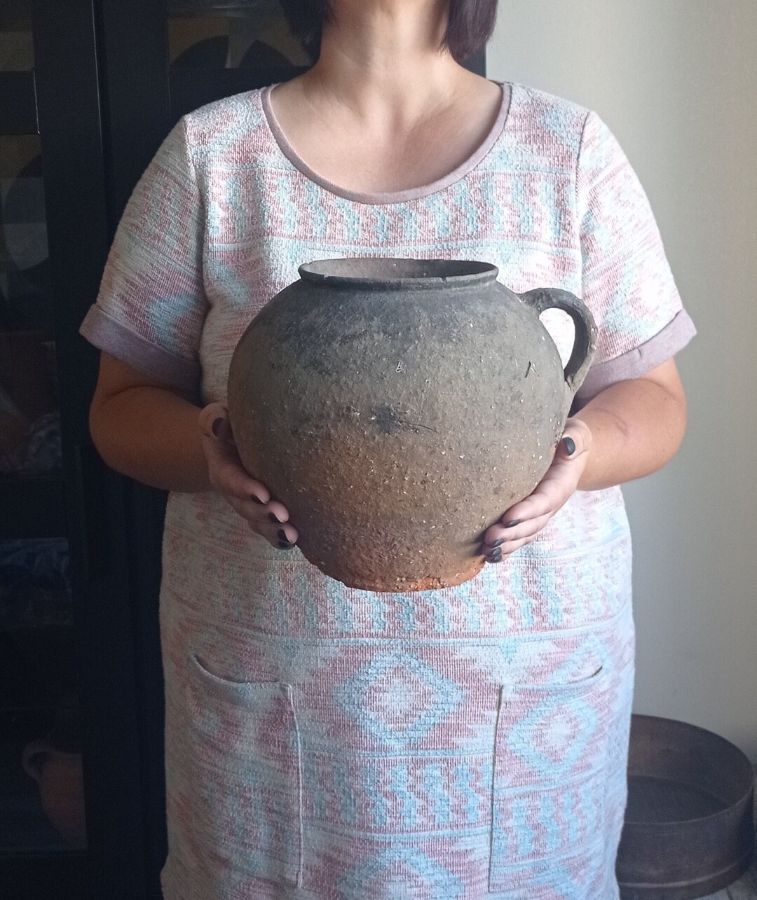 Vintage Large Clay Pot, Rustic Clay Vase, Wabi Sabi Vessel, Ancient ...