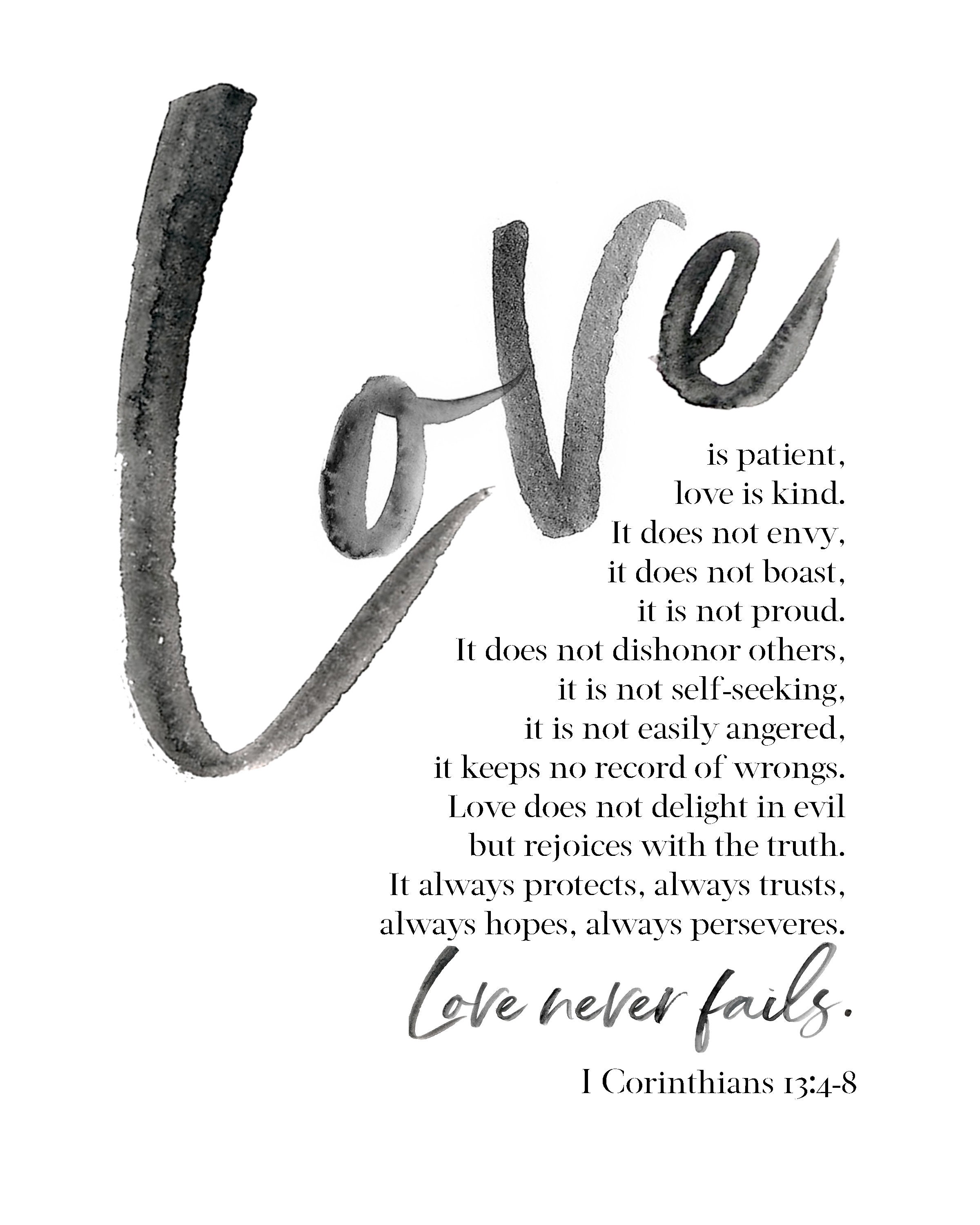 Bible Verse Printable Corinthians 13:4-8 Love Love is - Etsy