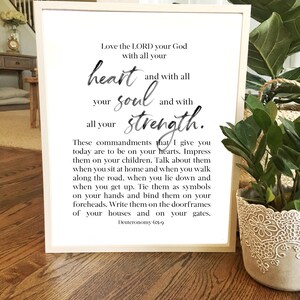 Bible Verse Printable, Deuteronomy 6:5-9, Shema, Love the Lord Your God ...