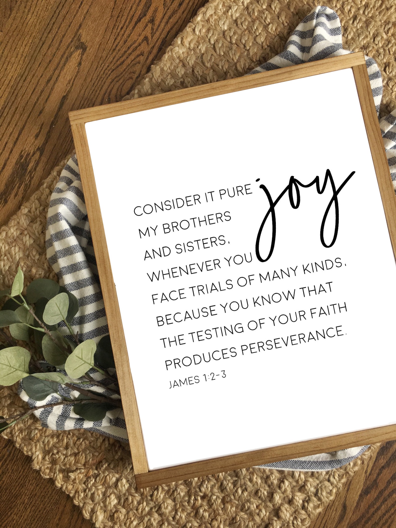Bible Verse Printable, James 1:2-4; Consider It Pure Joy; Bible Verse ...